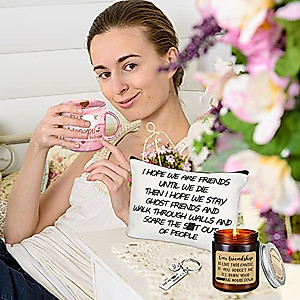 Sieral 6 Pieces Birthday Gifts for Women Relaxing Spa Gift Bestie Gifts for Women Friendship Gifts for Women Friends Cool Mom Birthday Gifts Scented Lavender Candle Keychain Mug for Gifts Women Girl