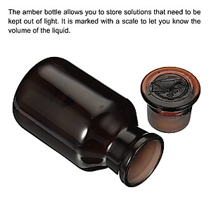 PATIKIL 250mL Reagent Media Bottle, 1Pcs Round Wide Mouth Glass Storage Bottle with Amber Cap for Chemistry Lab Universities Home, Amber