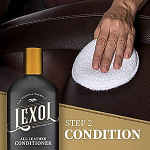 Lexol Leather Conditioner and Leather Cleaner Kit, Use on Car Leather, Furniture, Shoes, Bags, and Accessories, Trusted Leather Care Since 1933, 8 oz Bottles, Includes Two Application Sponges, Black.