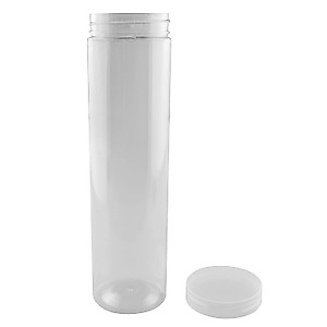 JCBIZ 6pcs 55x200mm Transparent Plastic Bottles Clear Can with Aluminium Lids for Liquids, Beads, Pins and Small Items