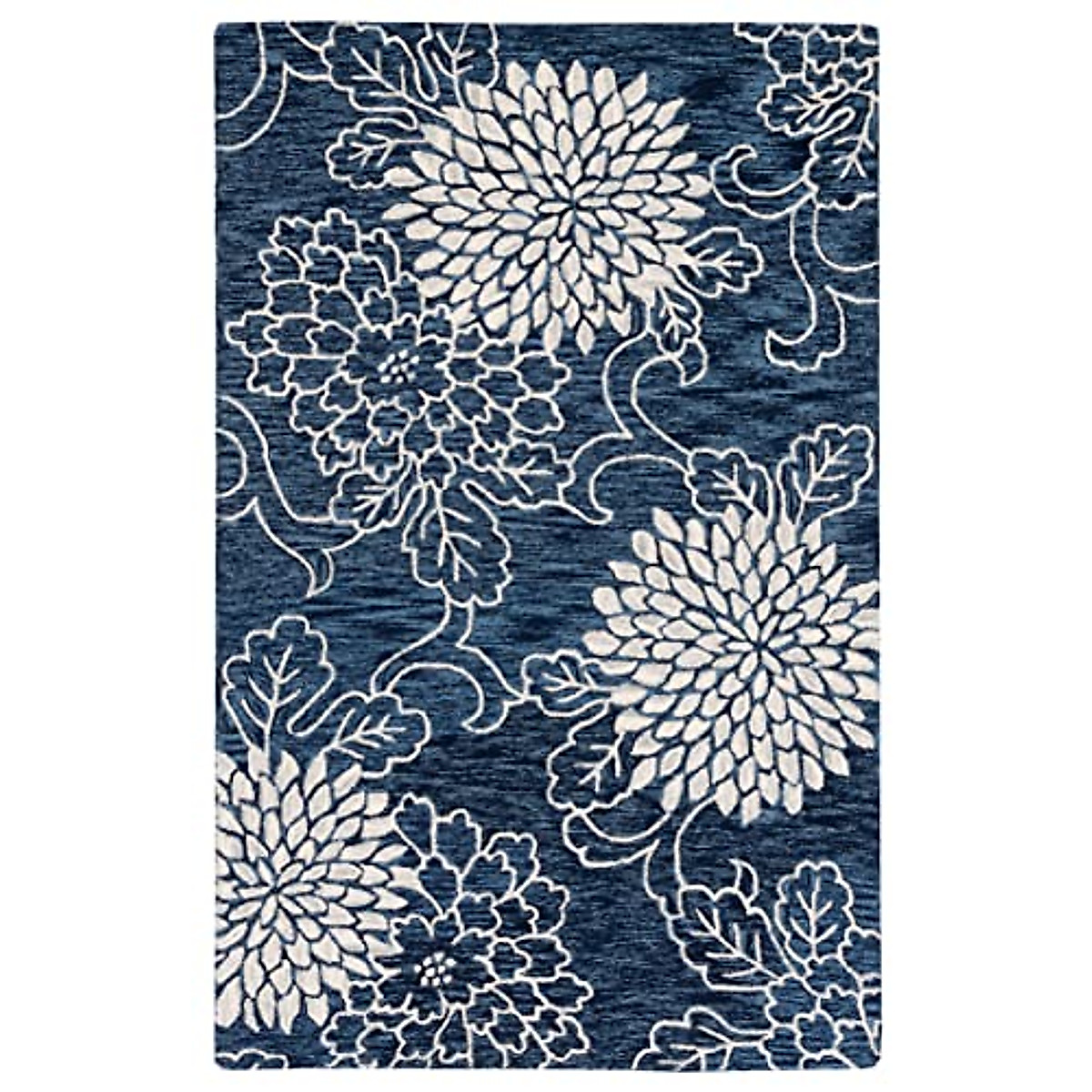 SAFAVIEH Jardin Collection Accent Rug - 3' x 5', Navy & Ivory, Handmade Floral Wool, Ideal for High Traffic Areas in Entryway, Living Room, Bedroom (JAR602N)
