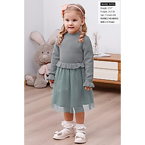 ALISISTER baby-girls Tutu Long Sleeve Fall Winter Sweater Dress, 06 Grey, 3-4T