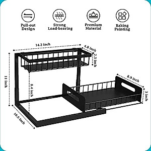 HFXBearArmor Sink Organizer, Pull Out Cabinet Organizer Slide Out Sliding Shelf Under Cabinet Storage Multi-Use for Under Kitchen Bathroom Sink Organizers and Storage
