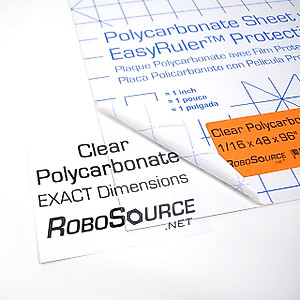 Polycarbonate Clear Plastic Sheet 12" X 18" X 0.0625" (1/16") Exact, EasyRuler Film, Shatter Resistant, Easier to Cut, Bend, Mold than Plexiglass. VEX Robot, Hobby, DIY, Industrial. Glass Replacement