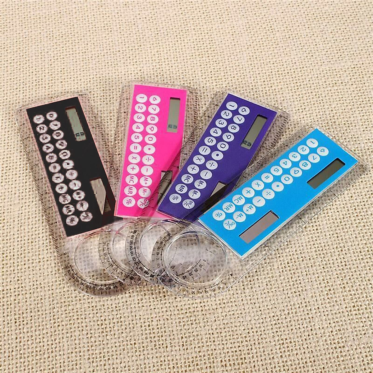Mini Calculator, Portable Pocket Calculator Handheld Basic Calculator 3 in 1 Solar Powered Calculator Ruler Magnifier for Students Kids School Home Office, Back to School Gift Christmas Birthday Gift