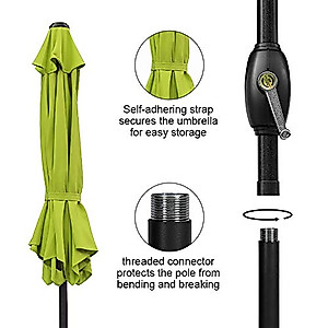 SUNVIVI OUTDOOR 7.5 Ft Patio Umbrella Outdoor Market Table Umbrella Luxury Aluminum Pole Umbrella with Push Button Tilt and Crank, 6 Ribs, Polyester Canopy, Lime Green