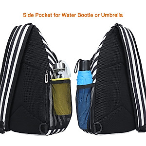 MOSISO Crossbody Sling Backpack, Vertical Stripe Sling Bag with Front Raised Pocket Travel Hiking One Shoulder Chest Bag Daypack, Black