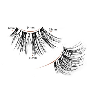 Onlyall Half Eyelashes Corner Lashes Natural Lashes Half Lashes Wispy End Lashes Corner Eyelashes 3/4 Lashes Clear Band Lashes 7 Pairs C03 (6MM-15MM)