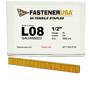 1/2" Leg x 1/4" Crown 18GA GALV L08 Staples 5,000ct | L08