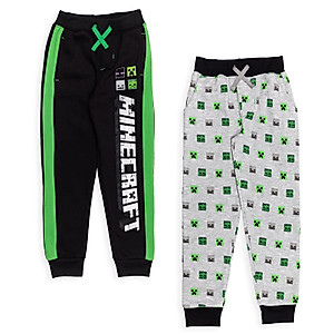 Minecraft Mobs Little Boys Fleece 2 Pack Jogger Pants Black/Green/Grey 5