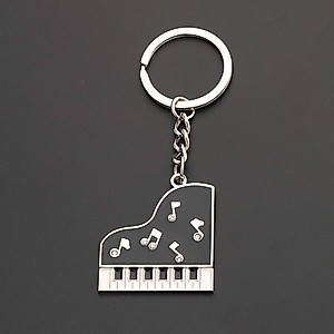 CHOORO Grand Piano Keychain Black and White Keyboard Keyring Music Jewelry (Grand Piano k)