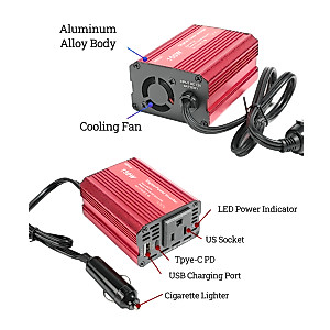 Zlirfy Car Inverter,Power Inverter,150W Car Power Inverter,Car to Outlet Adapter with USB+Type-C PD Dual Interface,Car Accessories Car Power Adapter,Car Plug Outlet Adapter