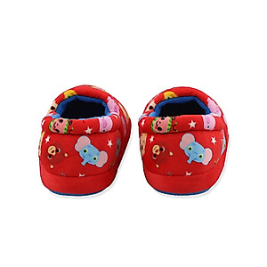 CoComelon Toddler and Kids Plush Aline Slippers (9-10 M US Toddler, Red)