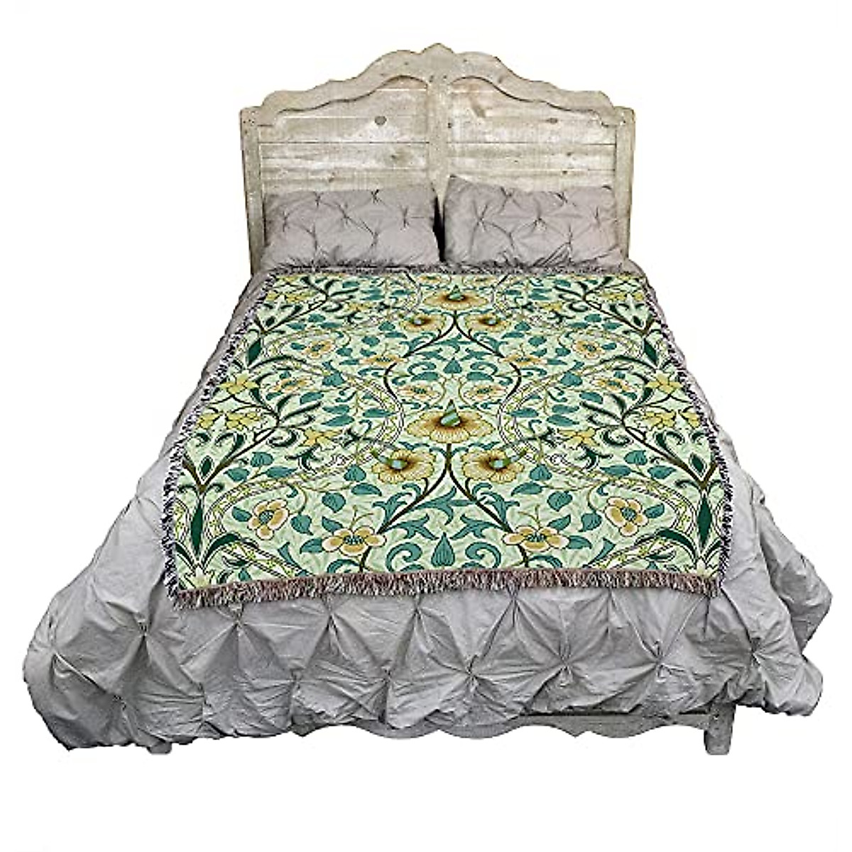 Pure Country Weavers William Morris Daffodil Meadow Blanket - Arts & Crafts - Gift Tapestry Throw Woven from Cotton - Made in The USA (72x54)