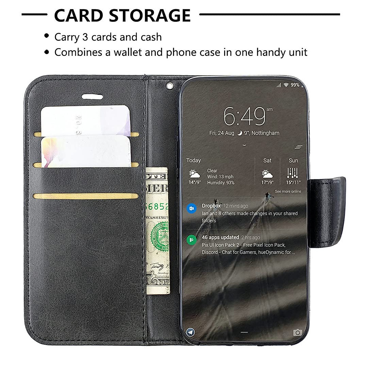 jioeuinly Flip Case for Moto Thinkphone Case Compatible with Motorola Thinkphone Phone Case Flip Stand Cover PU Leather YZW Wallet Case Black