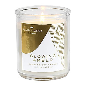 Main + Mesa Lidded Glass Candle, Glowing Amber