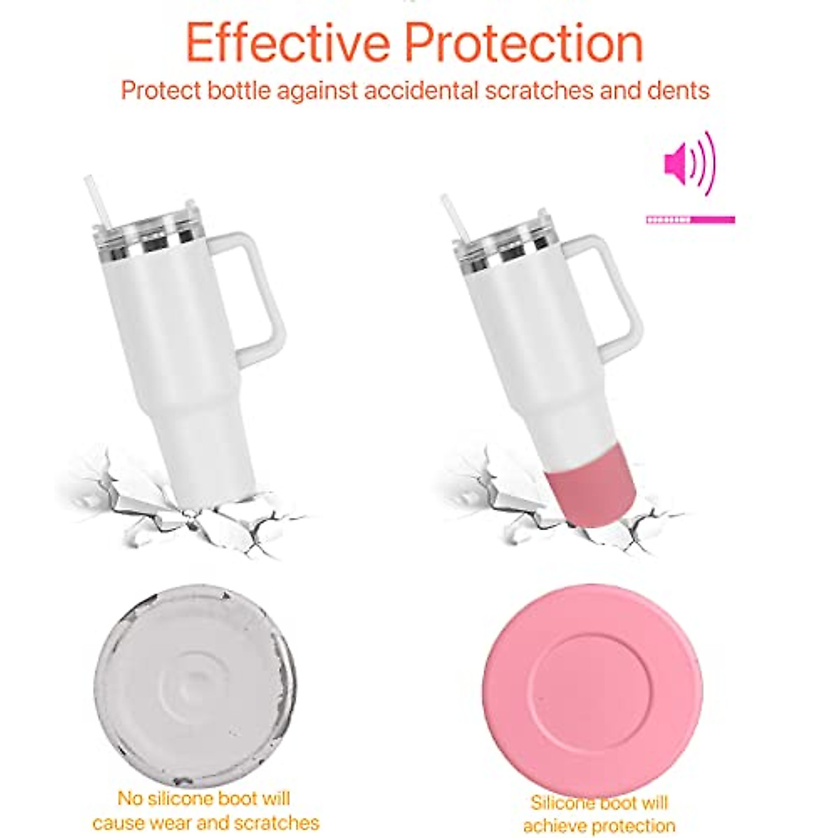 Klasikok Water Bottle Boot for Stanley Cup 40OZ,Accessories Charms Chapsticks Holder for Stanley Tumbler with Handle (Pink,Transparent)