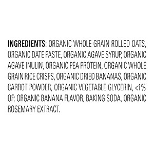 Happy Tot Organics Fiber & Protein Soft-Baked Oat Bars Organic Toddler Snack Banana & Carrot, 0.88 Ounce Bars, 5 Count Box (Pack of 6)
