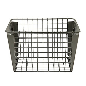 Spectrum Diversified Macklin Basket Steel Storage Bin Bone Design, Pet Accessory Organizer with Rust-Resistant Finish, Dog Toy Organization & Storage, Medium, Industrial Gray