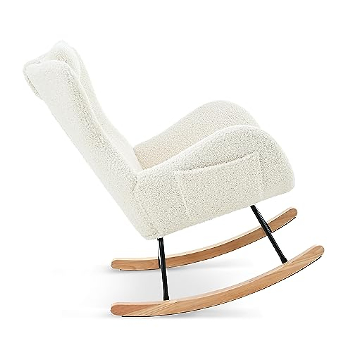 Morhome Upholstered Nursery Rocking Chair-Comfy Glider Rocker with Padded Seat, High Backrest, and Armrests for Living Room Bedroom Offices, White