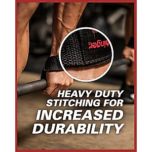 Harbinger Padded Cotton Lift Straps, Black - Soft, Supportive Neotek Wrist Pads - 21.5" Length, 1.5" Width - Reinforced Edges & Heavy-duty Stitching - Cushions Wrists for Lifting Support