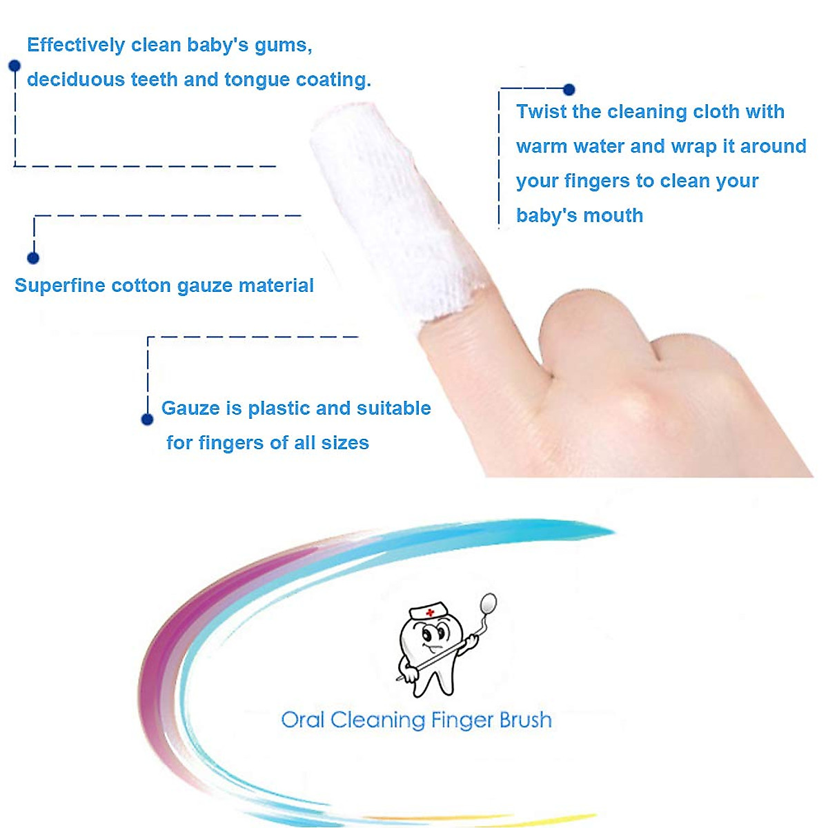 Serlife Baby Teeth Soft Gauze Infant Finger Clean Oral Toothbrush 120Pcs Infant Mouth Cleaner for 0-36 Months