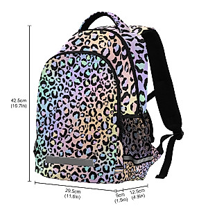 MNSRUU School Backpack with Chest Strap, Leopard Print Laptop Backpack, Travel Hiking Backpack for Boys Girls, Rucksack, Knapsack