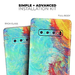 DesignSkinz Vibrant Colored Messy Painted Canvas Protective Vinyl Decal Wrap Skin Cover Compatible with The Samsung Galaxy S20 (Screen Trim & Back Glass Skin)