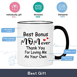 Cabtnca Bonus Mom Gifts, Best Bonus Mom Ever Mug, Bonus Mom Mothers Day Gifts, Bonus Mom Mug, Bonus Mom Gifts from Daughter, Step Mom Mothers Day Gifts, Bonus Mom Birthday Christmas Gifts, 11Oz