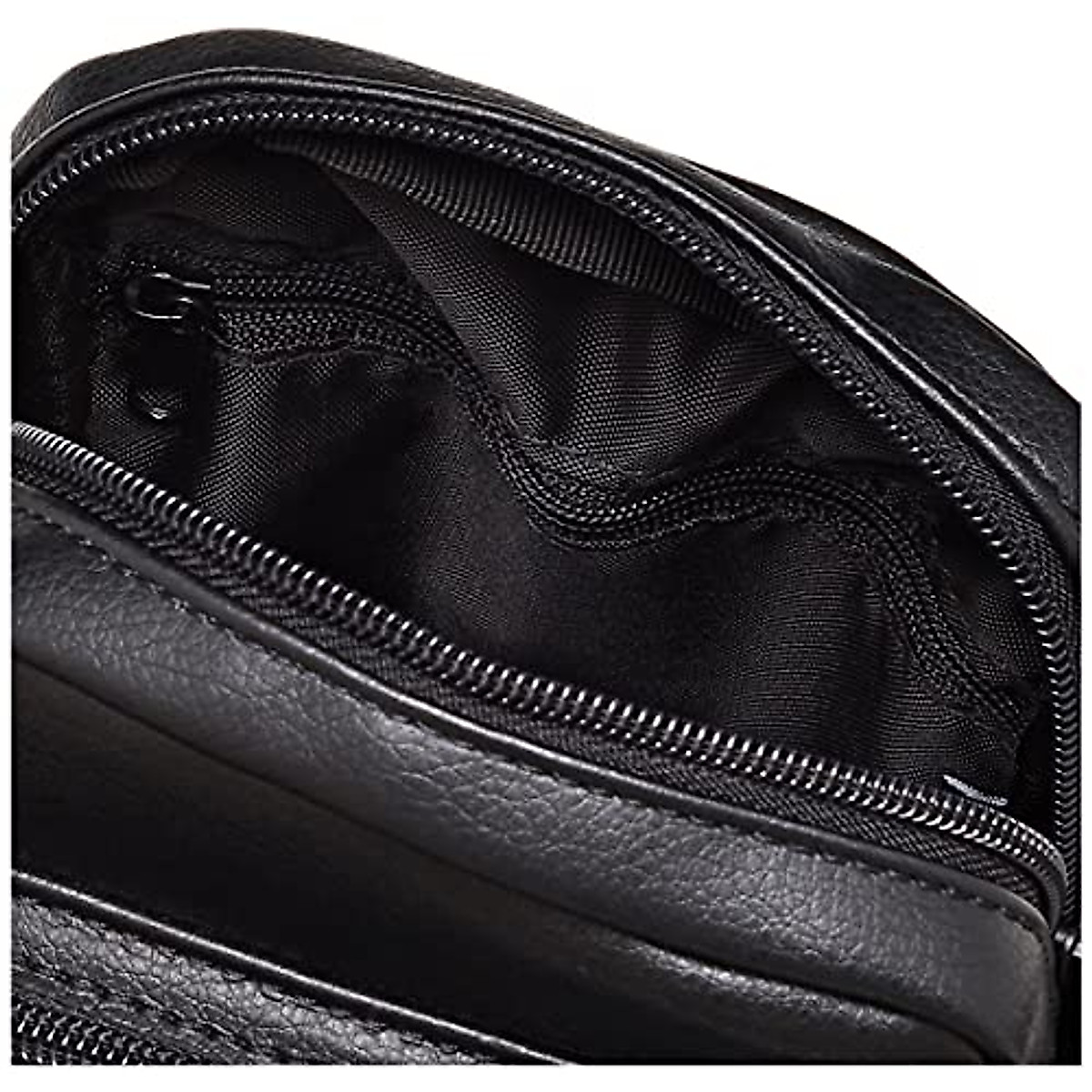 Kangol Shoulder Bag, Logo Patch, Leather-like Synthetic Leather, Vertical Type, Black