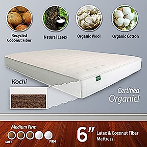NATURAL LIFE PALMPRING Kochi Queen Mattress - Organic Latex Coconut Coir 6” Medium Firm 2 Layer Comfortable Sleep Bed Dust Free