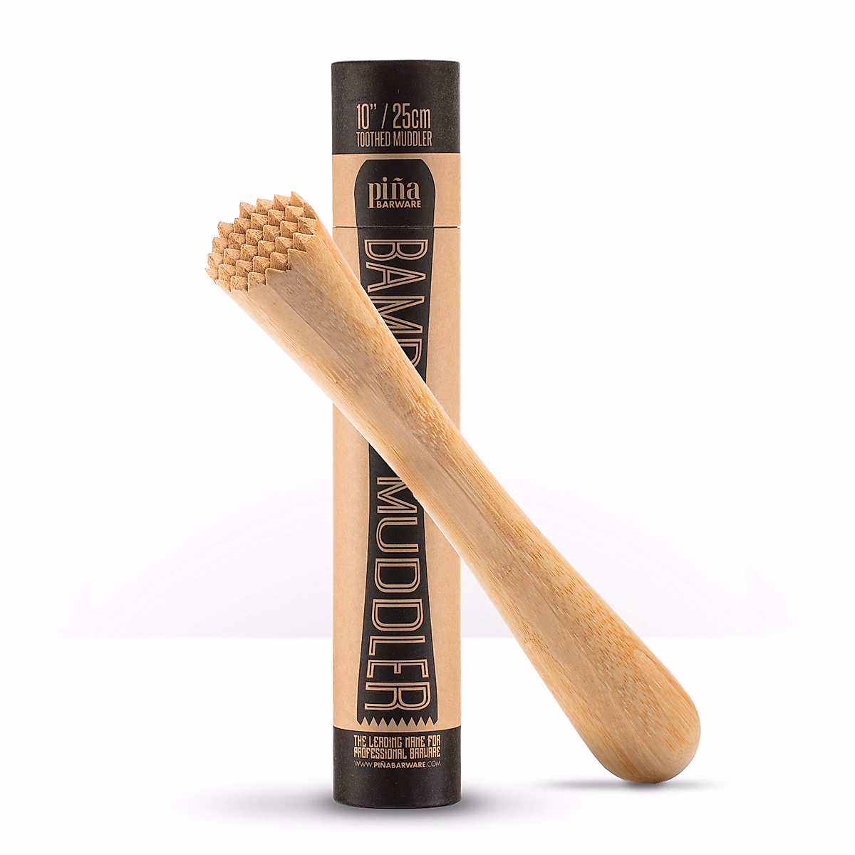 Piña Barware Professional Cocktail Muddler - 10" / 25cm Bamboo with Toothed Muddler (One Muddler)