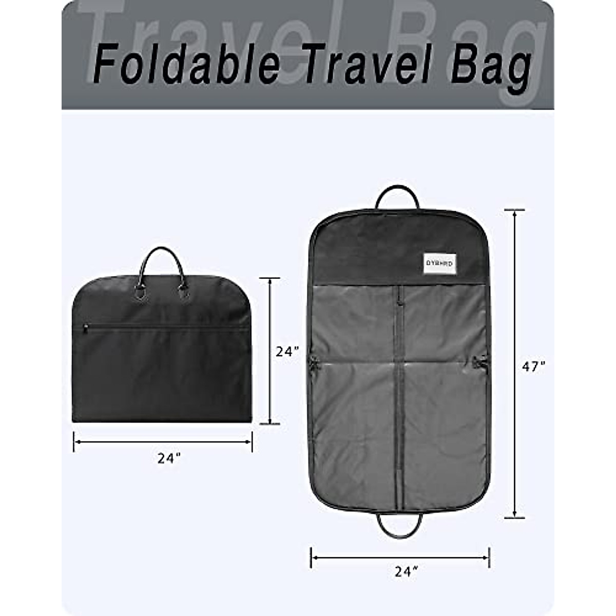 DYBHRD 47-Inch Travel-Suit-Bag Foldable Waterproof Garment Bags for Travel Hanging Clothes, Durable Oxford Fabric Portable Suit Carrier, Suitable for Men Travel