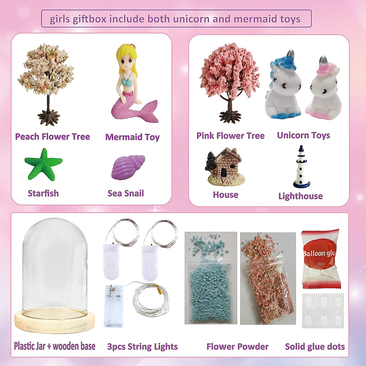 ECOFANO Make Your Own Mermaids Unicorn Night Light Girls Crafts-Unicorn Mermaid Girls Toys, DIY Unicorn Mermaid Gifts for Girls, Kids Arts Crafts Kit Gifts for 5 6 7 8 Years Old Girls