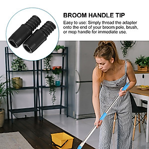 WOFASHPURET 2pcs Push Broom Handle Adapter Threaded Tip Repair Replacement Extension Pole Adapter Extension Pole Tips Broom Handle Tips Telescoping Pole Broom Stick Pole Tip Mop Plastic Metal