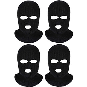 Blulu 4 Pieces Warm Full Face Cover Ski Winter Mask Balaclava Knit Full Face Mask for Men Women Outdoor Sports(Black)