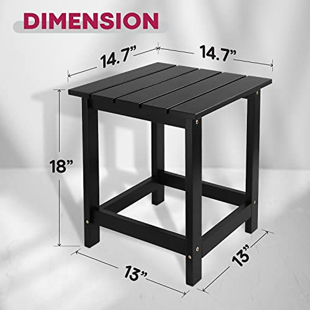 MATTIN Outdoor Side Table, Patio Side Table, Acacia Side Table Great for Outdoor Weather - Perfect for Pool Deck, Beach, Garden, Porch, Square Outdoor End Tables - Classic Black (Black-1Pack)