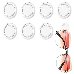 8 Pack Sunglasses Organizer Wall Mounted Sunglasses Holder Hanging Adhesive Sunglass Holder for Wall Round Hanging Eyeglass Holder Wall Hanging Glasses Organizer for Eyeglass Sunglasses Display(White)