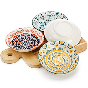 Cedilis 12 Pack Ceramic Soy Sauce Dipping Bowls, 3.5oz Pinch Bowls for Kitchen Prep, 4 Inch Small Sushi Soy Sauce Dish Plate, Colorful Condiments Bowl Dish Dip Bowls Side Dishes