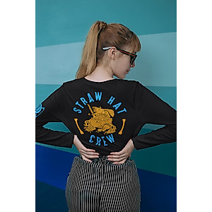 Ripple Junction One Piece Adult Long Sleeve T-Shirt Straw Hat Crew Treasure Chest Anime Shirt for Men and Women Officially Licensed Medium Black