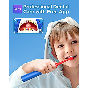 Bitvae Toothbrush and Water Flosser Combo, 3 Modes and 6 Jet Tips Water Flosser for Adult, 3 Optional Modes and 4 Brush Heads Kids Electric Toothbrushes with Bluetooth App, Bule&Black Set