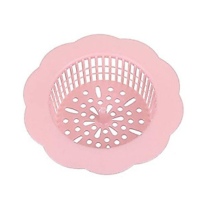 JIANYI Plastic Sink Strainer, Kitchen Sink Strainer, Large Wide Rim 4.5" Diameter Sink Strainer for Kitchen Sink - Pink