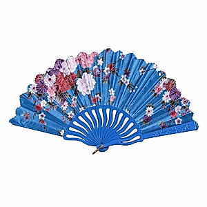 HRANG Hand Fan Folding Fan,Hand-held Fan,Wedding Folding Fan Chinese Style Dance Wedding Party Lace Silk Folding Hand Flower Fan Fans Hand Paper Folding Props Vintage Style