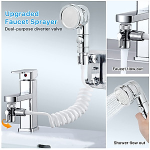 Elesunory Sink Faucet Sprayer Attachment- Adjustable 3 Sprayer Setting with ON/OFF Switch- Hand Held Shower Faucet Extender Up To 59Inch- Portable Shower Head with Hose for Hair Washing Dog Shower