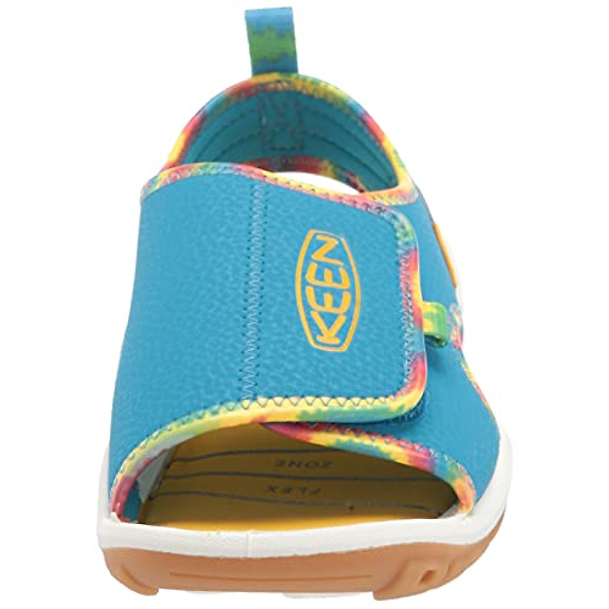 KEEN Knotch River Open Toe Sandals, Tie Dye/Vivid Blue, 3 US Unisex Big Kid