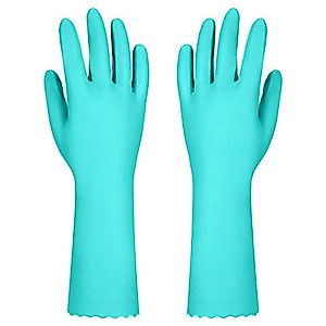 Elgood Reusable Dishwashing Cleaning Gloves with Latex free, Cotton lining,Kitchen Gloves 2 Pairs,Purple+blue L