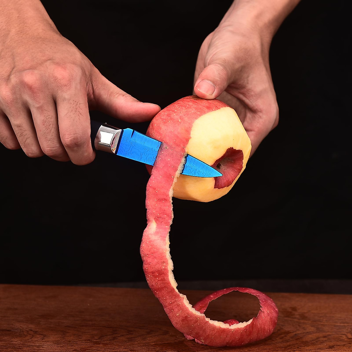 Knife Set, Kitchen Non Stick Knives Set with Block Thick Blade Cutlery Knife Block Sets with Sharpener 6pcs Steak Knife Shears Chef Sharp Quality Aluminum Alloy Block Blue Handle and Blade