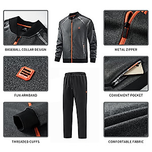 W JIANWANG Track Suits for Men Set Tracksuits Jogging Outfits Casual Sweatsuits 2 Piece Sports Running Joggers Active Jacket and Pants JW-143-XXL