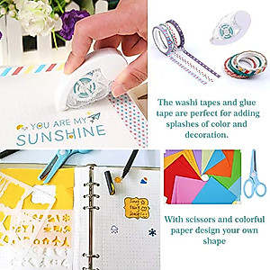 Dotted Journal Kit, Tebik A5 Bullet Grid Journal loose leaf with 6 Ring Binder, 240 Pages, 15 Colored Pens, Stencils, Stickers, Tapes for Journal Diary Schedule Planner, 5.25" x 8.25" - Teal