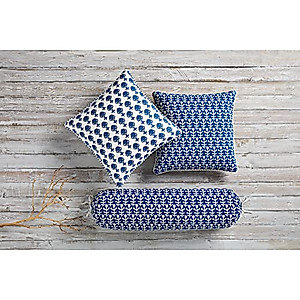 Mud Pie Blue Indigo Pillow, 20" x 20", Flower